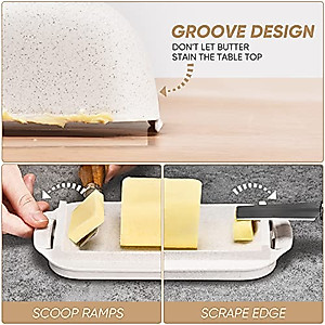 Butter Dish with Lid, Airtight Butter Dish for Countertop and Refrigerator,Microwave/Dishwasher Safe, Plastic Butter Keeper Tray for West/ East Coast Butter (Straw-01)