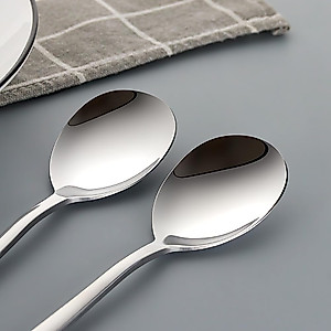 AYFDISHS Korean Spoon,6 Pieces Soup Spoons Stainless Steel,Korean Spoons with Long Handles,8 Inch Asian Soup Spoon Dinner Spoon Table Spoon Flatware Set