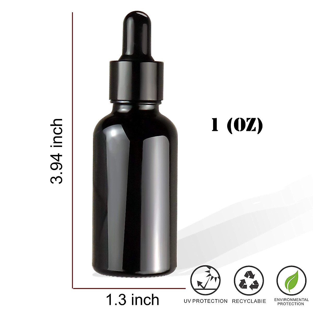 seafulee 1 oz Black Glass Bottles (30ML), with Black Glass Eye Droppers
