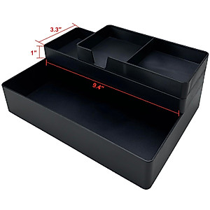Amazon Basics Plastic Desk Organizer - Half Accessory Tray, Black