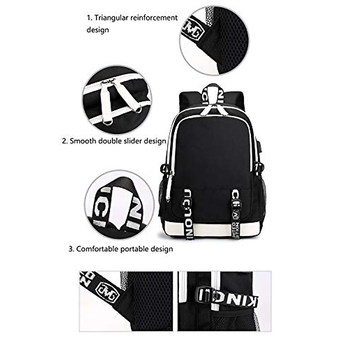 WZCSLM backpack,Travel Business Anti Theft Slim Durable Laptops Backpack with Audio Cable USB Charging Port (black)