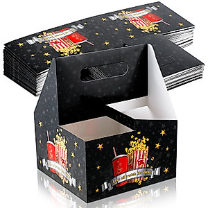20 Pcs Movie Night Drink Carrier with Handles Movie Night Gift Carrier Candy Snacks Box Carrier with Handles Drink Carrier Movie Theater Snack Boxes for Food Delivery Movie Party