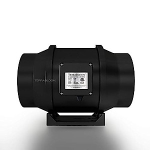 TerraBloom 6 Inch (150mm) Inline Fan - 395 CFM Exhaust Duct Fan, Built-In Speed Controller, ETL Listed, Pre-Wired 6 FT Grounded Cord - For Use In Grow Tents With Carbon Filters, Fixtures, Attics