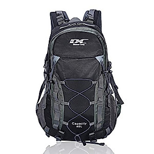 Diamond Candy Waterproof Hiking Backpack for Men and Women, Lightweight Day Pack for Travel Camping, Black, 40L