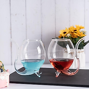INTOWALK Vampire Wine Glass Cup With Built-in Straw Creative Fancy Fun Cocktail Glasses for Juice, Wine (300ml/10oz) - 2 Pack