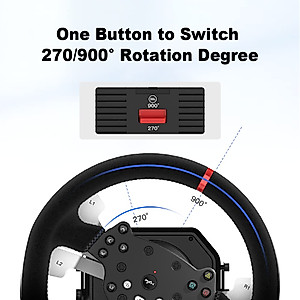 PXN V10 Force Feedback Steering Wheel Detachable Racing Wheel 270/900 Degree Race Steering Wheel with 3-Pedals and Shifter Bundle for PC, Xbox One, Xbox Series X/S, PS4