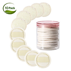 10 Packs Exfoliating Loofah Sponge Loofa Pads,Loofah Face Brush Cleanser and Massager,100% Natural Eco Loofah for Man Women Facial Cleansing Body Wash and Bath Scrubber