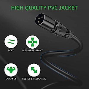 HOSONGIN 3 Pin XLR Male to 5 Pin XLR Female DMX Adapter Cable for Microphone DMX DMX512 Stage Lighting Turnaround, Length 12 inch /1 Foot, 2 Pack