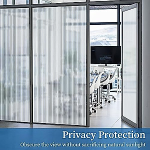 FEOMOS Reeded Glass Film, Window Privacy Film, 3D Glass Decals Film, Decorative Film for Window Door Cabinet Non Adhesive Anti UV 17.7 x 78.7 inches