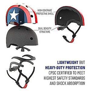Noggn Bike Helmet for Kids, Girls and Boys | US Star | Child Bicycle, Scooter, Skateboard Helmet (US Star, Small)