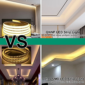 qnnp LED Neon Rope Light 16.4ft/5m LED Lights Strip AC110-120V Waterproof Cuttable Flexible Neon Strip Lights for Indoor&Outdoor Decoration Kitchen Bedroom Garden Hotel (Power Adapter Included)