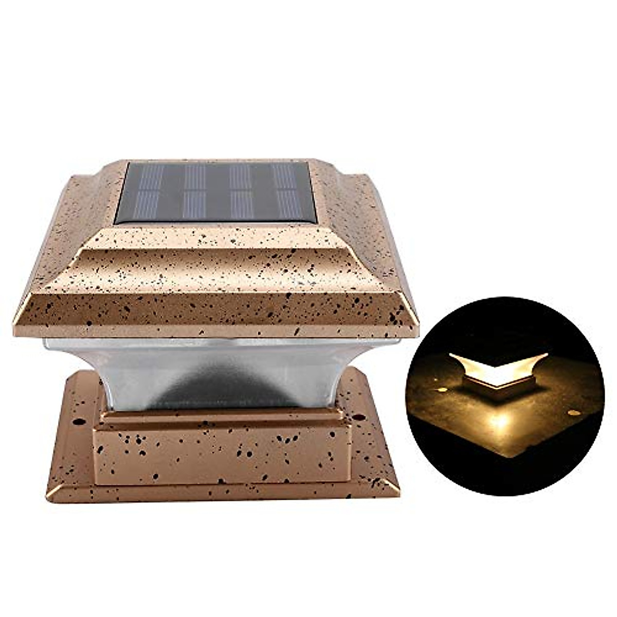 Shipenophy Solar Light Solar Powered Garden Security Lamp Outdoor Waterproof Home Garden Post Deck Light(Warm Yellow Light)