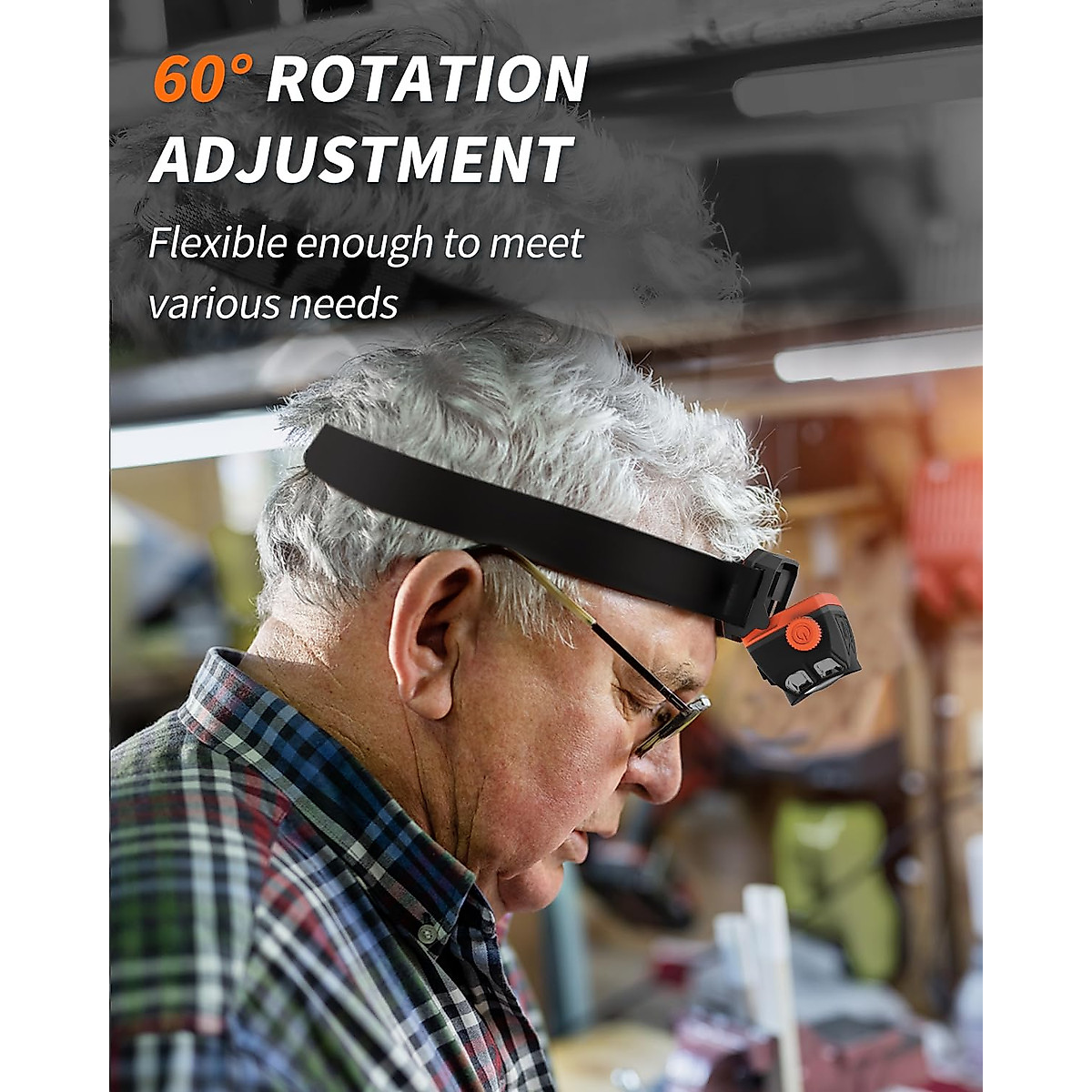 Anylight Rechargeable LED Headlamp with Stepless Dimming and Motion Sensor, IP65 Waterproof Headlight for Repairing, Running, Camping, Hiking(2 Packs)