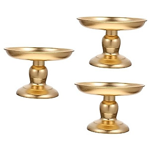 Didiseaon 3pcs Platter Candy Kitchen Food Storage Nuts Bowl Fruit Golden Snack Stand Trifle Metal Household Center Dessert Iron Pan Display Dish Plates for Container Rack Round Footed