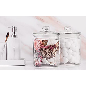 KooK Glass Kitchen Jars, Food & Cookie Storage Containers for Pantry, Bathroom Apothecary Canisters, Dishwasher Safe, with Chalk and Labels, 1/2 Gallon, Set of 2