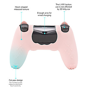 GeekShare Cat Paw PS4 Controller Skin Anti-Slip Silicone Skin Protective Cover Case for Playstation 4 DualSense Wireless Controller - Pink