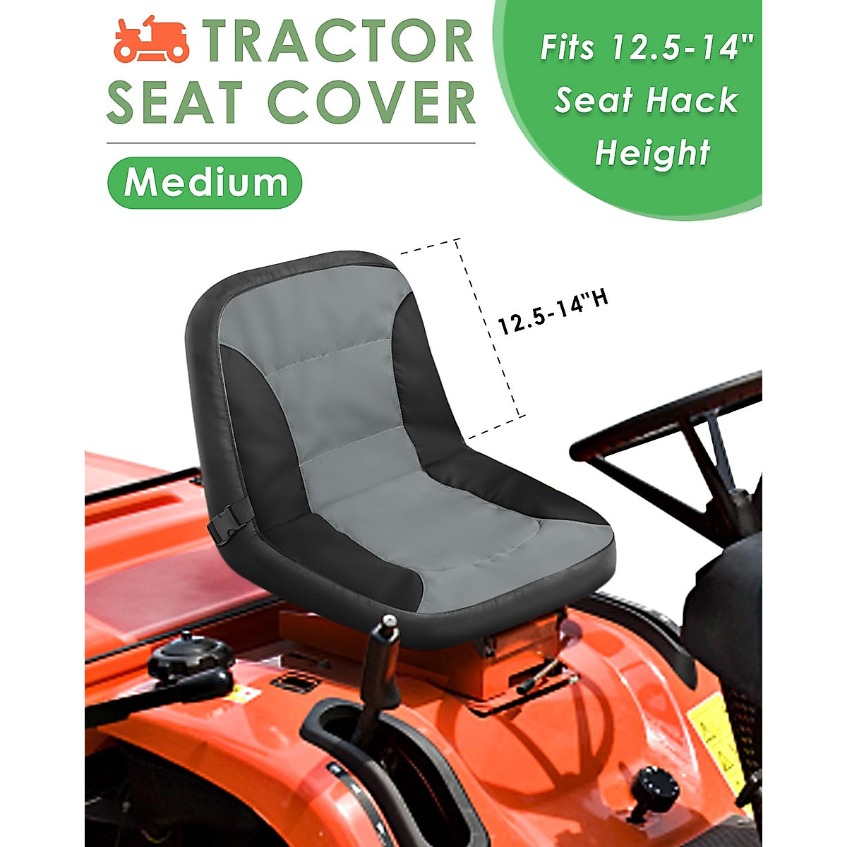 PACETAP Riding Lawn Mower Seat Cover with Waterproof Cover, Durable Polyester Universal Lawn Mower Seat Cover Compatible with John Deere, for Craftsman, for Cub Cadet, for Kubota (Splicing,Medium)