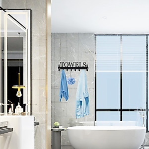 Over The Door Hooks, Towel Holder for Bathroom, Door Mount Towel Rack Towel Hooks for Bathroom Kitchen Pool Beach Towels Bathrobe Wall Mount Towel Hanger Metal Sandblasted (Black)