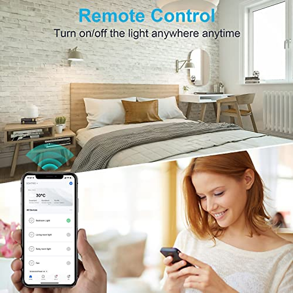 EIGHTREE Smart Plug, Smart Home WiFi Outlet Compatible with Alexa & Google Home, Alexa Smart Socket with Remote Control & Timer Function, 2.4GHz WiFi Only