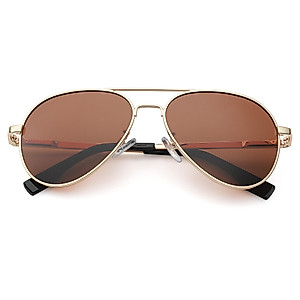 COASION Polarized Aviator Sunglasses for Juniors Small Face Women Men Vintage UV400 Protection Shades(Gold Frame/Brown Lens,52mm)