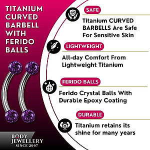 bodyjewellery 2pcs 16g 8mm Curve Piercing Titanium G23 Rook Tragus Lip Conch Cartilage Stud Helix Eyebrow Bar Ring Earrings Ferido B2B2CR