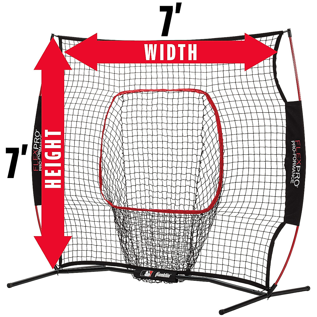 Franklin Sports MLB Flexpro Training Backstop Net and Pitching Target - Baseball and Softball Batting Practice Net - Portable Sport Net and Target, Black, 7' x 7'