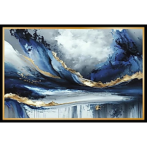 smart scribbles 48 Blank Cards - 4x6” Assorted Note Cards, Elegant Blue and Gold Abstract Greeting Cards, Thank You Cards Assortment with Envelopes