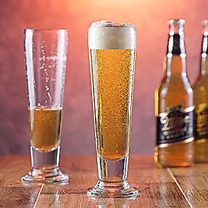 Beer Glasses Set, Tall Footed Pilsner Glass, Pint Beer Drinking Set, Lead-Free Brewery Tumblers, Craft Beer Tasting Glass, 4 PCs