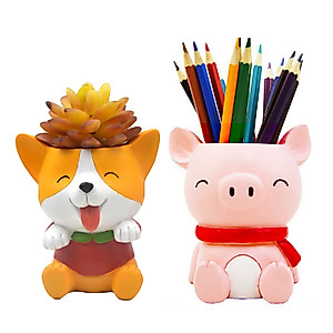 MONMOB Succulent Pot Planters Outdoor Decor Outdoor Planter Plants Patio Balcony Yard Lawn Ornament Home Office Room Decor Gardening Gifts (Pigdog)