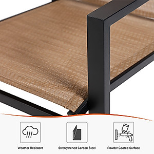 Anmutig Patio Dining Chairs Set of 2 with Textilene mesh Fabric, Outdoor Space Saving Lawn Chairs for Porch Garden Backyard Poolside Sling Chairs,Brown & Black