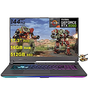 Asus ROG Strix G17 G713 Gaming Laptop 17.3” FHD 144HZ IPS AMD Octa-Core Ryzen 7 4800H (Beats i7-10750H) 16GB RAM 512GB SSD GeForce RTX 3060 6GB USB-C Backlit Win10 Gray + HDMI Cable