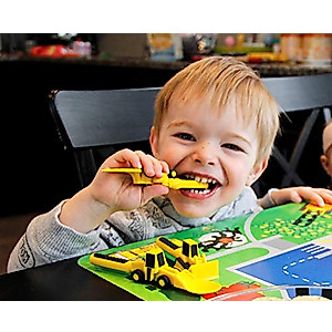 Constructive Eating Made in USA Construction Combo with Utensil Set and Plate for Toddlers, Infants, Babies and Kids - Made with Materials Tested for Safety