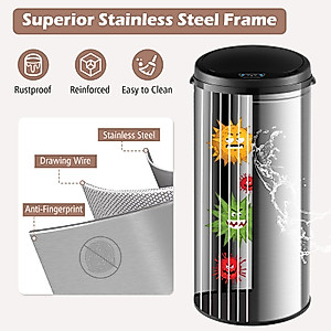 S AFSTAR Automatic Trash Can 8 Gallon 30 Litter, Motion Sensor Trash with Touch-Free & Stainless Steel Frame, Anti-Fingerprint Garbage Can Touch-Less Smart Trash Bin for Kitchen Bathroom Office