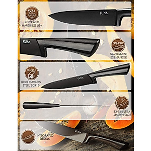 EUNA kitchen knife 8 inches Integrated with sheath & gift box Chef's knife Durable, ultra-sharp cutlery knife with ergonomic handle for culinary cutting. Cutting meat vegetables