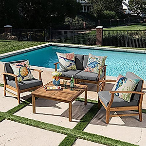 Artscope Set of 4 Waterproof Throw Pillow Covers 18x18 Inches, Marine Life and Pink Coral Pattern Decorative Cushion Covers, Perfect to Outdoor Patio Garden Living Room Sofa Farmhouse Decor