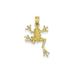 IceCarats 14K Yellow Gold Frog Necklace Charm Pendant Only
