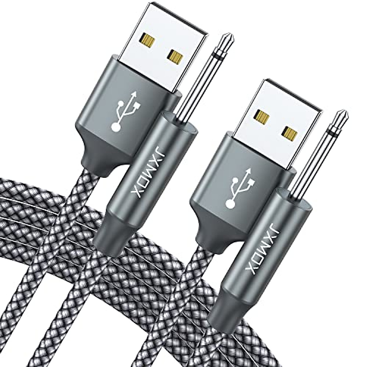 JXMOX USB Charger Cord 2.5mm, (2-Pack 3ft) Replacement DC Charging Cable (Grey)