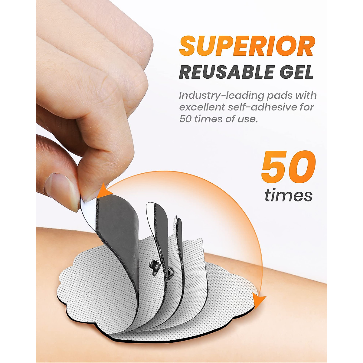 20-Pack TENS Unit Replacement Pads, Long-Lasting Snap Electrodes for 50 Times of Use per Pad, Latex-Free TENS Pads Set Compatible with TENS EMS Devices Using 3.5mm Button Lead Wires