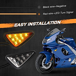 NTHREEAUTO Flush Mount Smoked LED Turn Signal Light, 12V Motorcycle Amber Indicators Compatible with Honda CBR, Yamaha YZF, Kawasaki, Suzuki GSXR