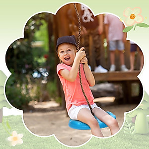 Liliful 4 Pack Strong Disc Tree Swing with Rope Kids Swing Seat with Hanging Strap and Snap Hook Disc Swings for Outside Playground Tree House Backyard Fun, Daily Exercise