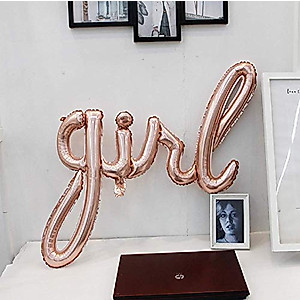 Rose Gold “Girl” Script Foil Balloon - 24” One-Piece Letters Balloon for Girl Baby Shower, Gender Reveal, Pregnancy Announcement, First Birthday Party, Christening, Baptism, Nursery Decoration