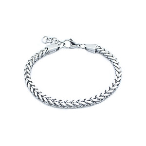 Stainless Steel Polished 8-8.6 inch Heavy Wheat Bracelet Silver 316L Stainless Steel Chain 5*5mm Bracelet