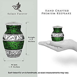 Green Keepsake Urns - Small Urns for Human Ashes Set of 4 with Premium Box & Bags - Handcrafted Green Urns - Mini Cremation Urns for Ashes Adults Male & Female - A Lasting Tribute to Your Loved One