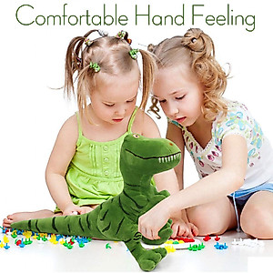 VSFNDB Stuffed Dinosaur Animal Plush Toys 11 Inches Green T-Rex Tyrannosaurus Animal Stuffed Plushies Super Soft Cute Cuddly Pillow Cushion Rex Stuff Dolls Gifts for Children Kids Boys Girls, 11Inches