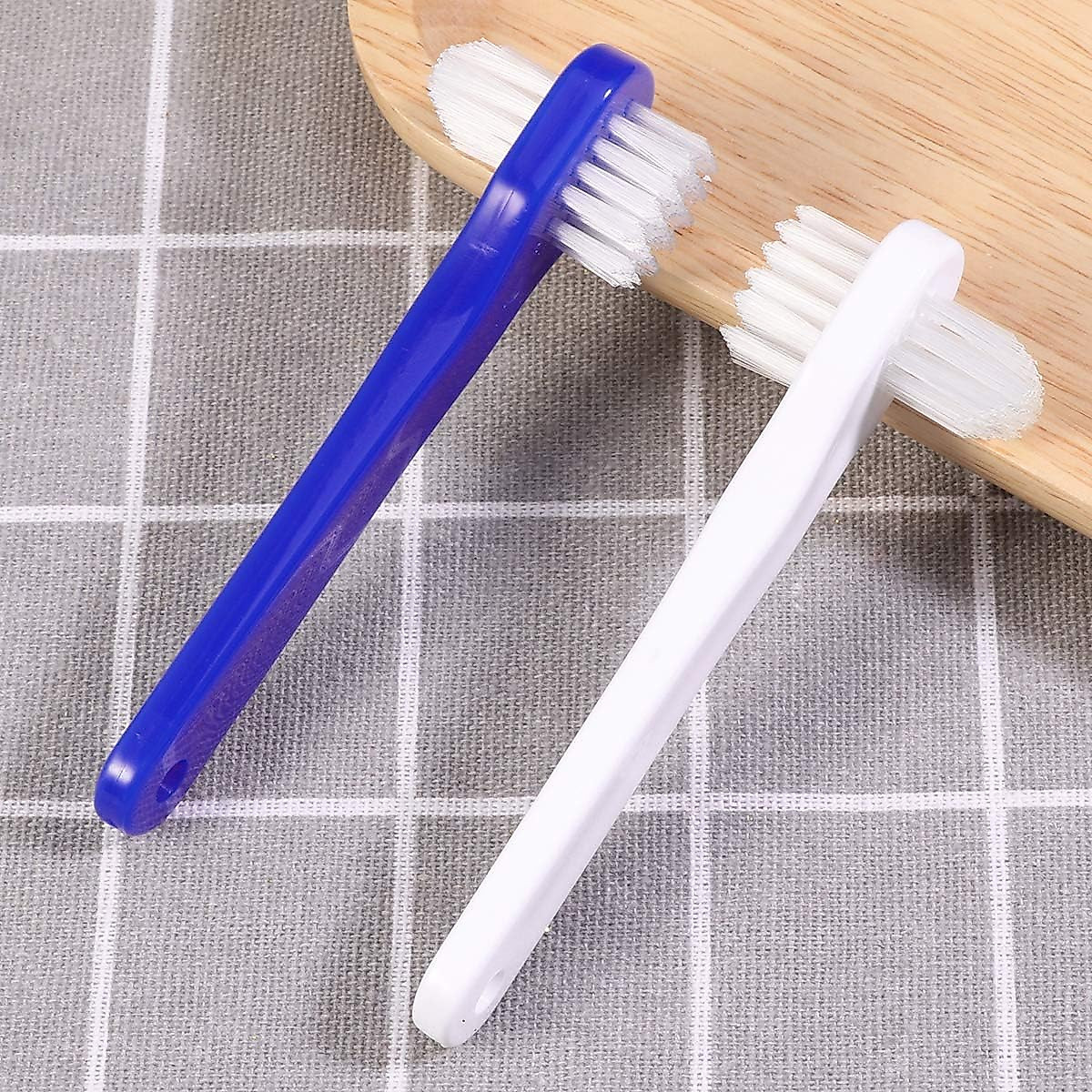Brush False Cleaning Tool Double Sided Toothbrush Cleaning Brush 2pcs (White+Blue)