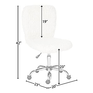 Urban Shop Faux Fur Task Chair, White Shepra