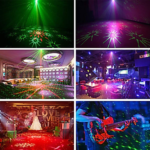 Party Lights Disco Lights,Sound Activated Strobe Light with Remote Control Stage Lights,DJ Lights Various Patterns Projector Effect for Bar Club Birthday Parties Christmas Holiday Party Decorations
