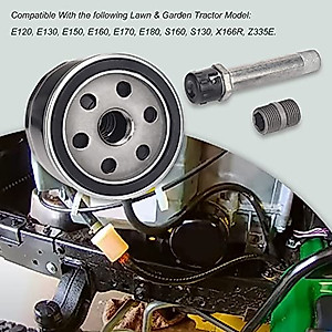 MIU13767 AM131611 AM125424 Easy Change Conversion Kit Compatible with J-ohnDeere Lawn and Garden Tractor MIU13767B, S160, S130, E120, E130, E150 & With 1 Oil Filter, 1 Drain Plug, 1 Adapter Fitting