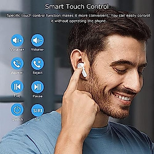 Wireless Earbuds, Bluetooth 5.3 Headphones Noise Cancelling with Charging Case, IPX7 Waterproof Stereo Earphones in-Ear Earbud with Microphone for Android Cell Phone Gaming Computer Laptop Sport
