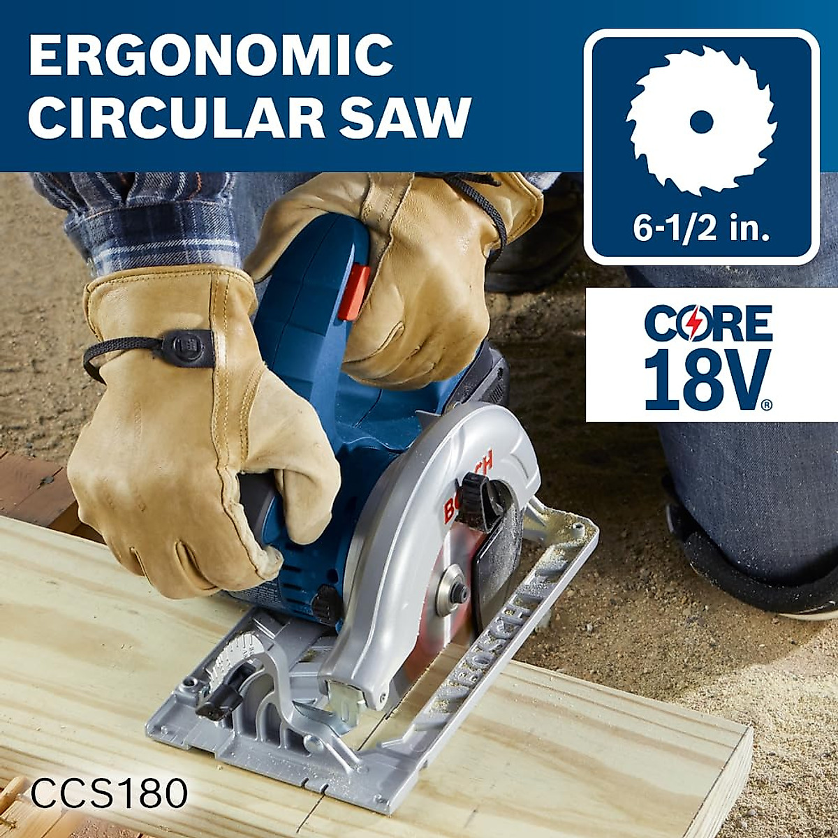 BOSCH GXL18V-601B25 18V 6-Tool Combo Kit with 2-in-1 Bit/Socket Impact Driver, Hammer Drill/Driver, Reciprocating Saw, Circular Saw, Angle Grinder, Floodlight and (2) CORE18V 4.0 Ah Compact Batteries